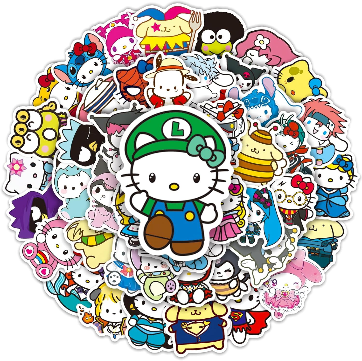 50pcs Cartoon Sanrio Cosplay Stickers for Kids,Cute Kuromi Melody ...