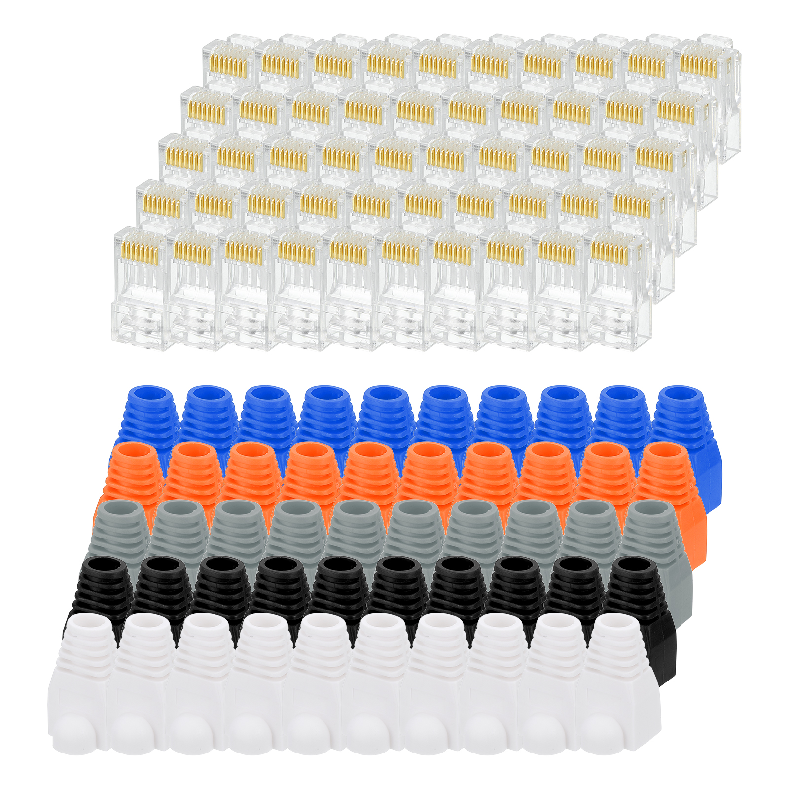 50pcs Cat6 RJ45 Pass Through Connectors, RJ45 Connector 8P8C Gold ...