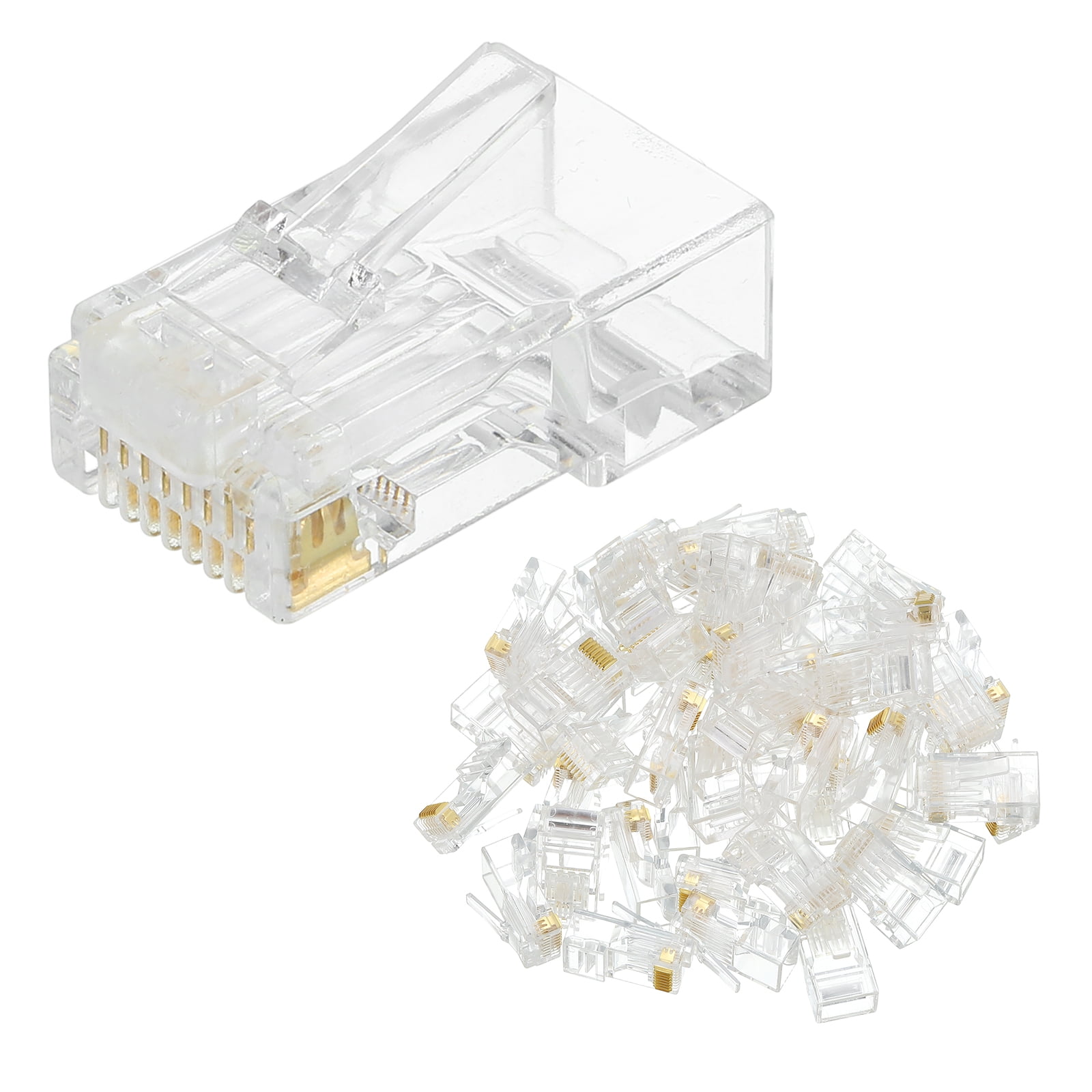 50pcs Cat6 RJ45 Pass Through Connectors, RJ45 Crimp Connector 8P8C Gold ...