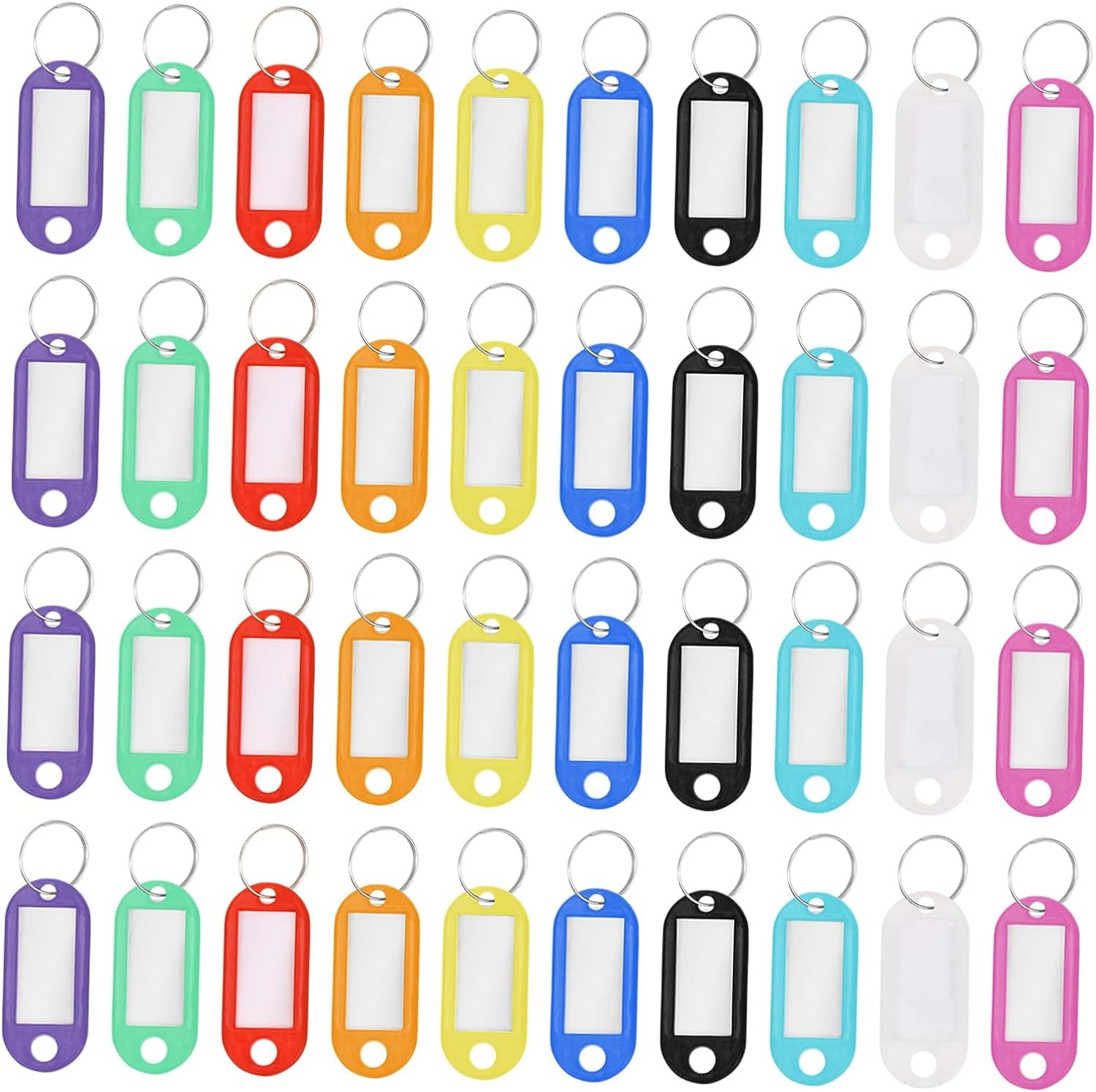 50pcs Category Key Tag Blank Labels Backpack Keychains Colorful Rings ...