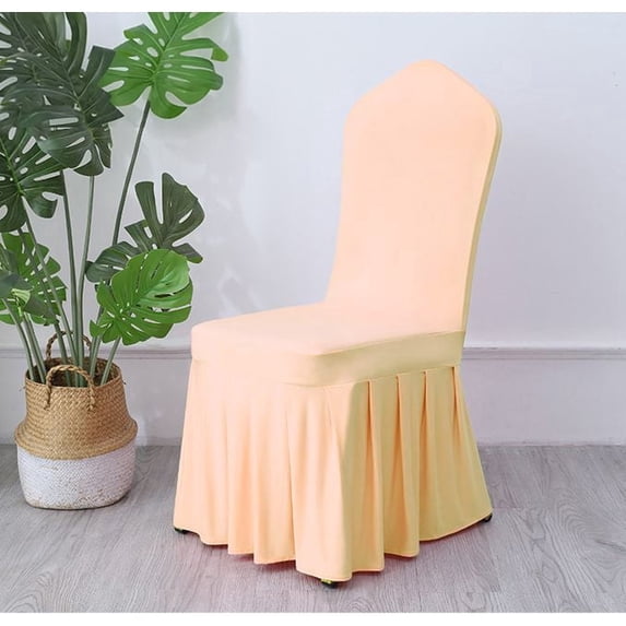 50pcs Champagne Pleated Skirt Spandex Chair Cover Hotel Banquet ...