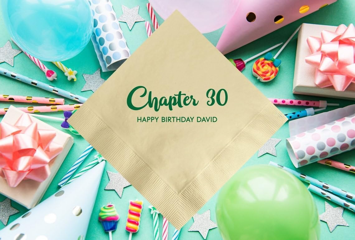 50pcs Chapter 50 Happy Birthday Custom Napkins, Personalized 30th ...