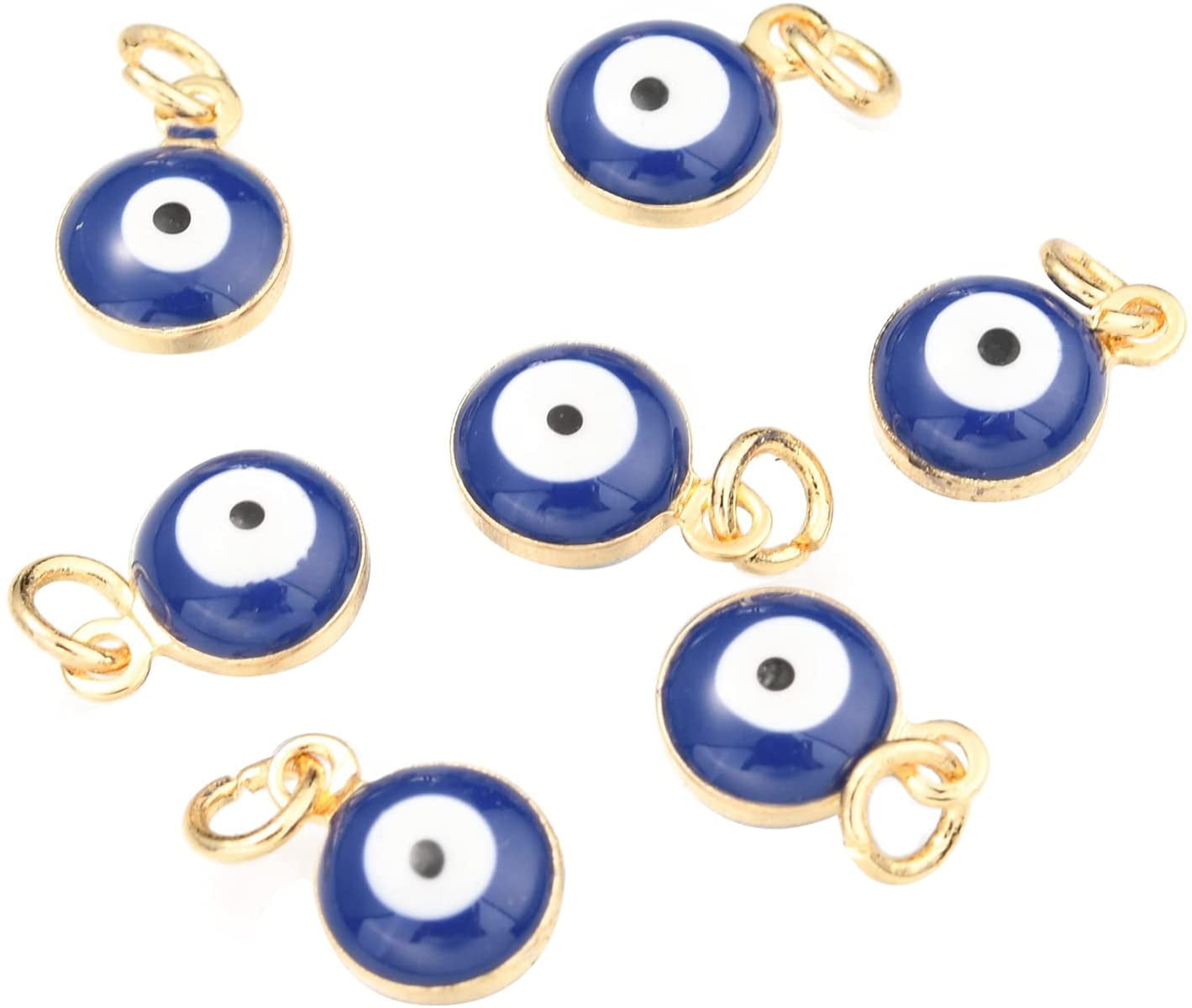 50pcs Charms Alloy Enamel Real 18K Gold Plated Charms Lucky Turkish ...