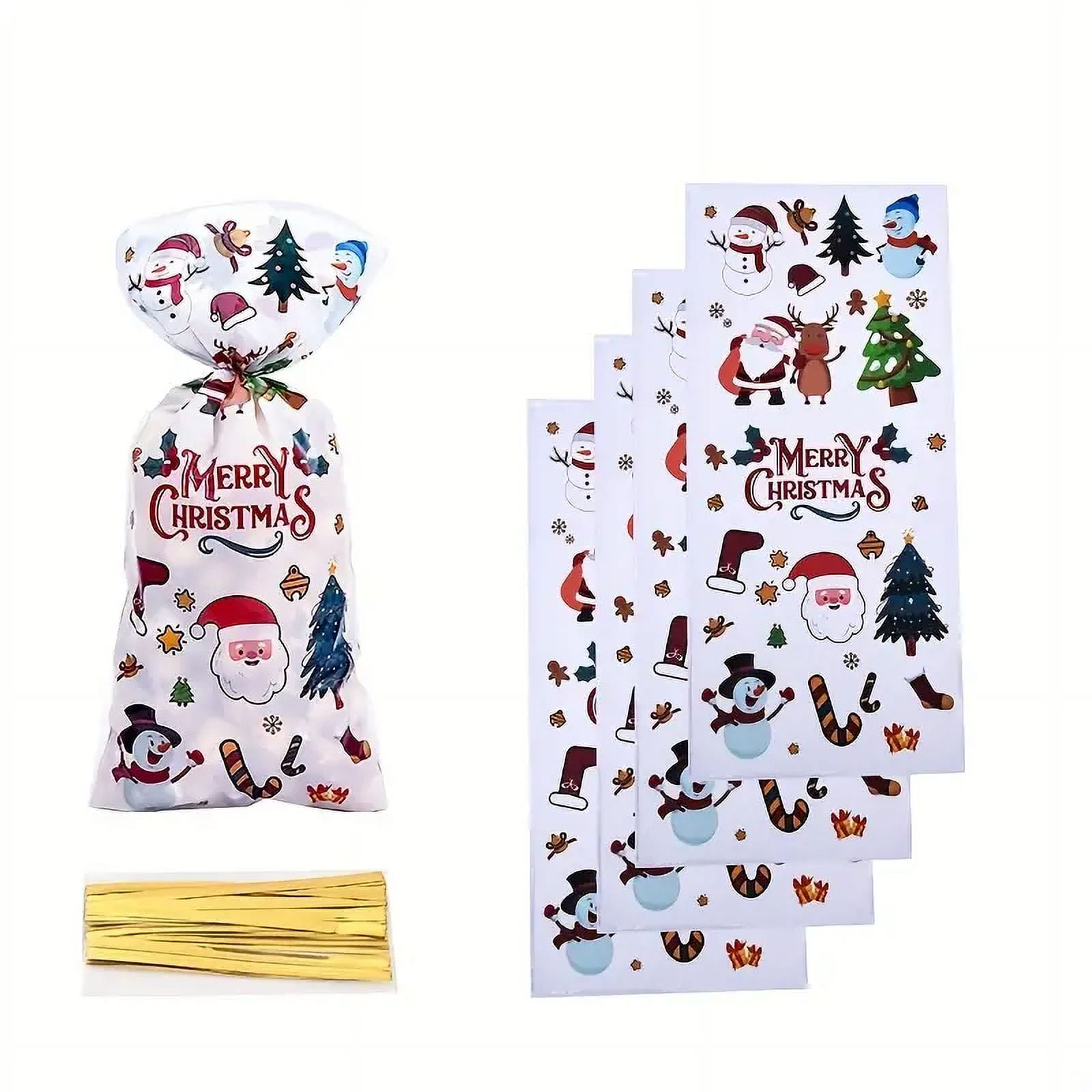 50pcs, Christmas Cellophane Treat Bags, Christmas Party Supplies,Xmas ...
