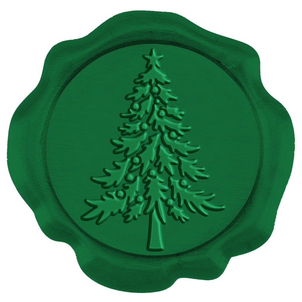 50pcs Christmas Dark Green Wax Seal Stickers - Pine Tree Self Adhesive ...