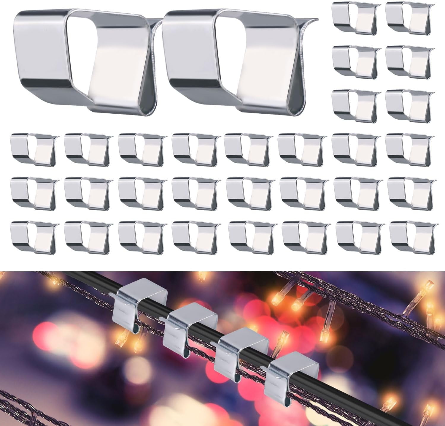 50pcs Christmas Lights Gutter Hooks for Outdoor String Lights, Galvanized Holiday Seasonal ...