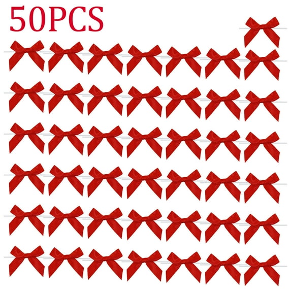 50pcs Christmas Magic Wand Ornaments - Pre-Tied Polyester Satin Ribbon ...