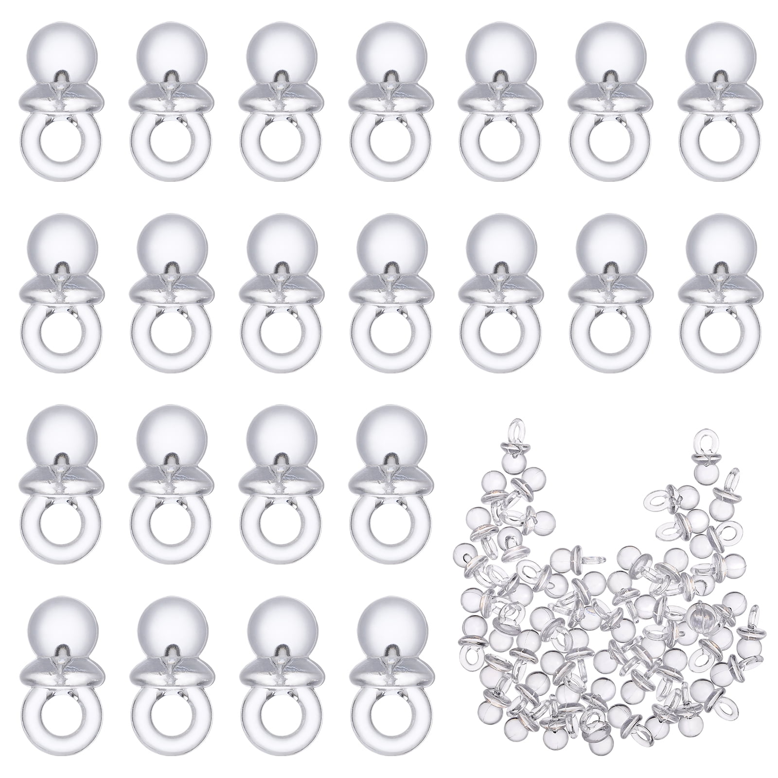 50pcs Clear Acrylic Pacifier Cupcake Toppers for Baby Shower ...