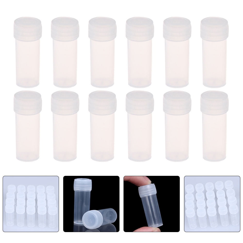 50pcs Clear Plastic Bottles Small Vials Empty Sample Containers with ...