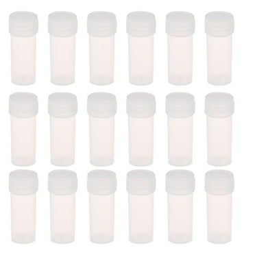 100Pcs Clear Plastic Test Tubes with White Screw Caps Sample Containers ...