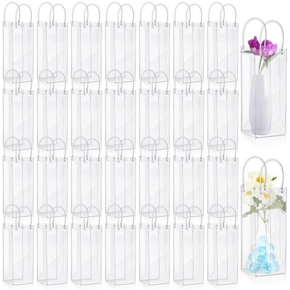 50pcs Clear Plastic Gift Bags With Handles 3.9 x 9.8 x 3.9 Inch For ...