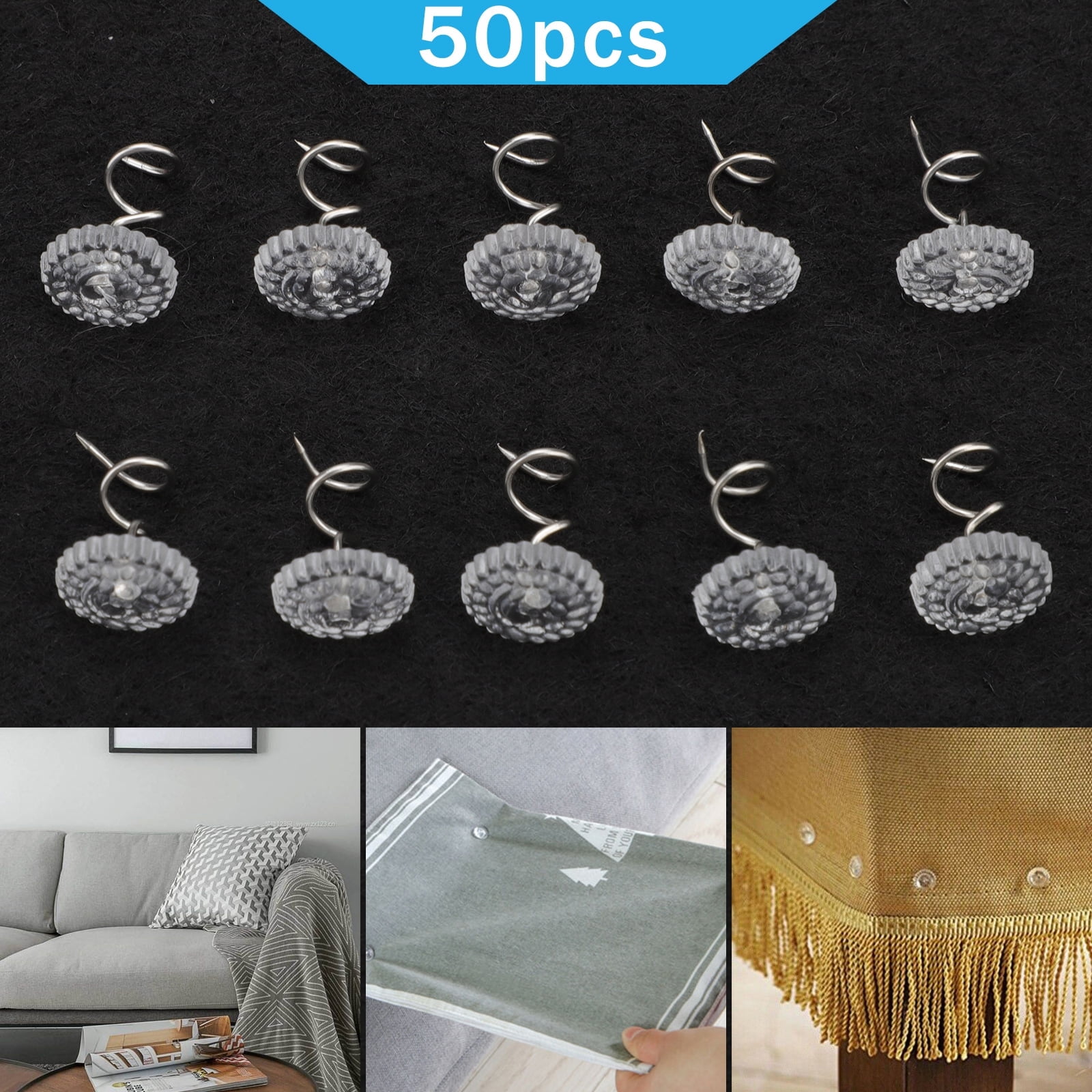 50pcs Clear Twist Pins Heads Twisty Pin with Plastic Contain Box,Anti ...