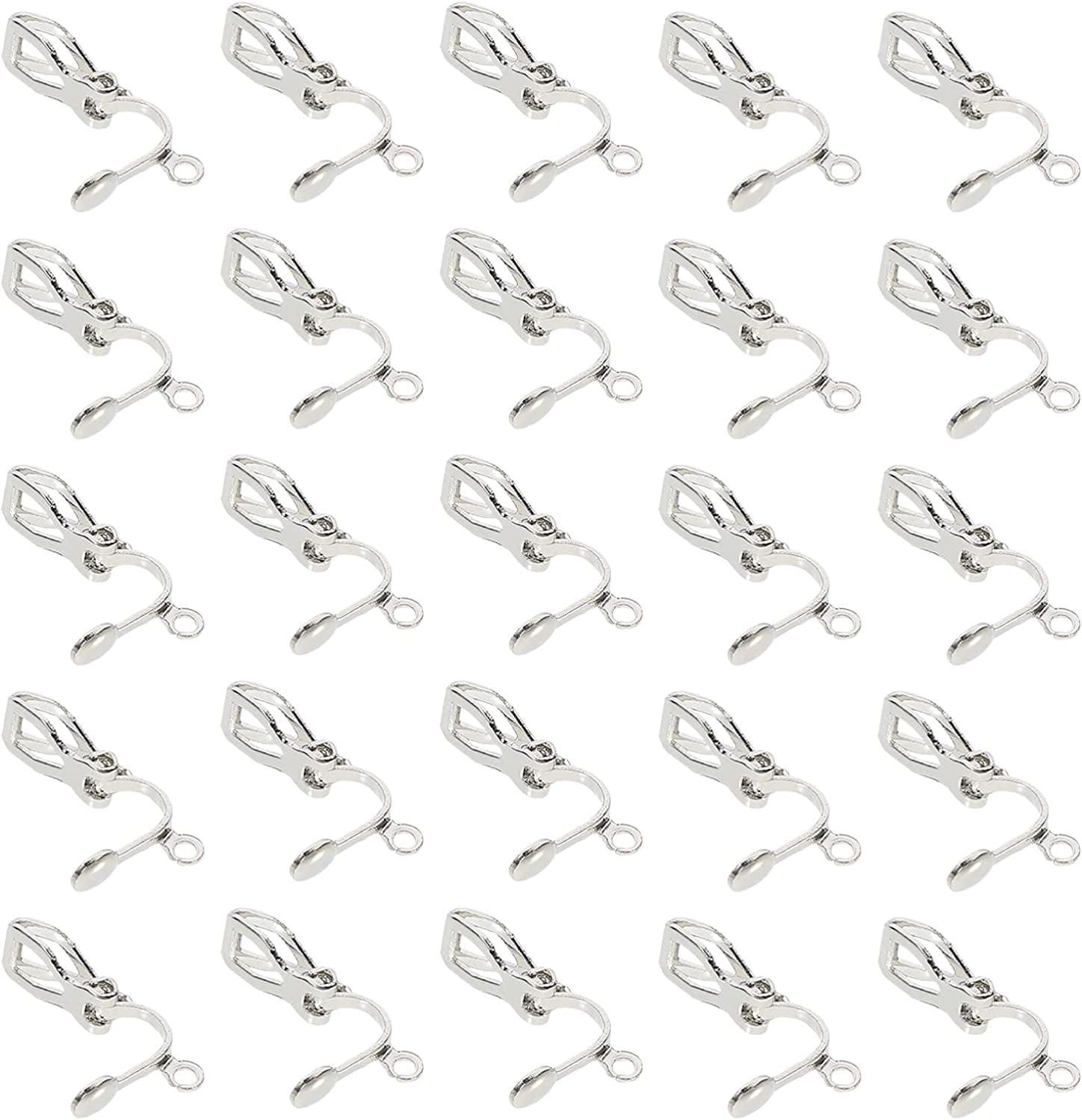 50pcs Clip on Earring Base Flat Back Tray Earring Clips Setting Earring ...