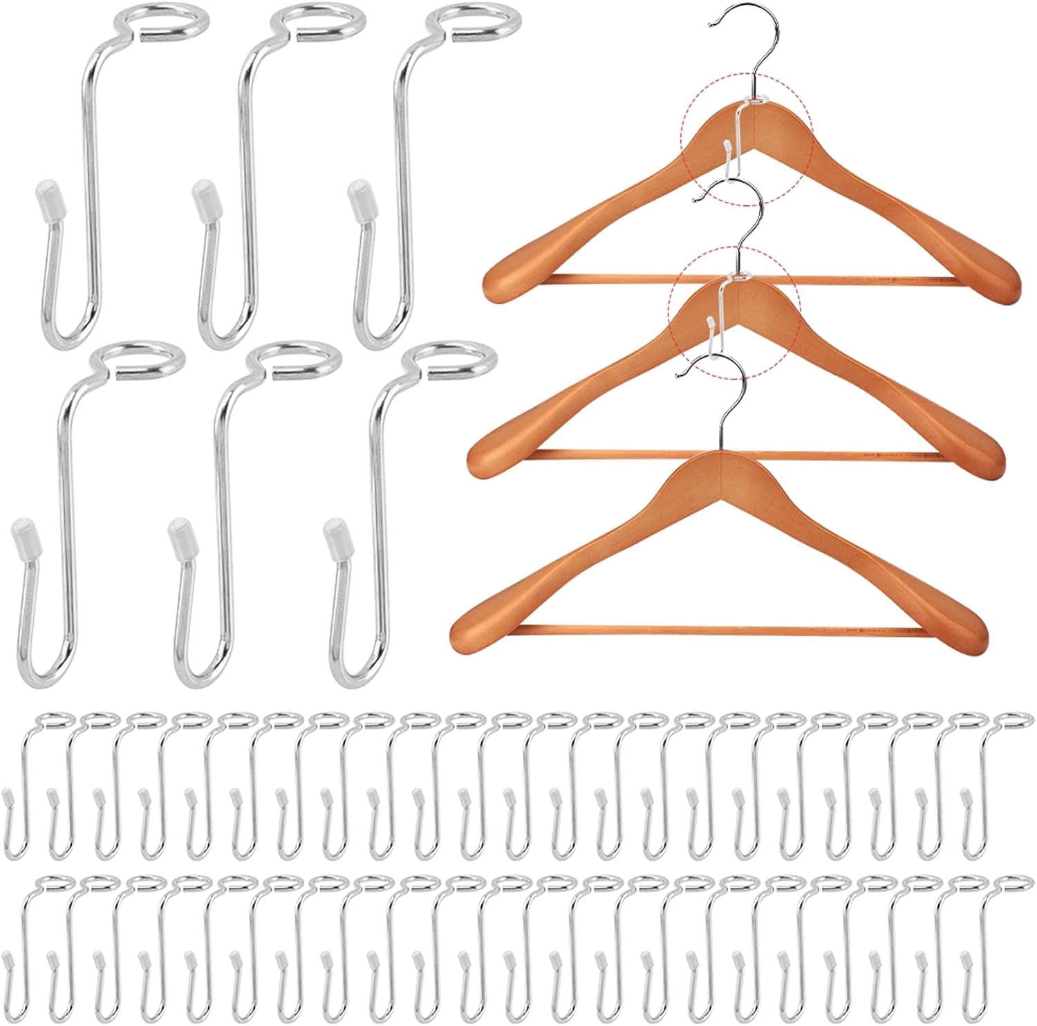 50pcs Clothes Hanger Connector Hooks, Metal Hanger Extender Hooks ...