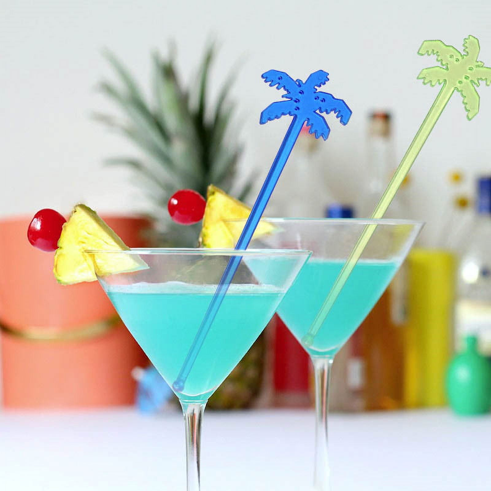 50pcs Coconut Tree Cocktail Swizzle Sticks Drink Stirrer Coffee Muddler ...