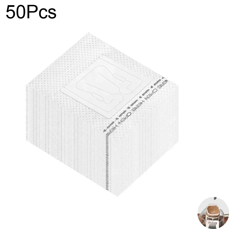 50pcs Coffee Filter Paper Bags Disposable Drip Coffee Bag Handle ...