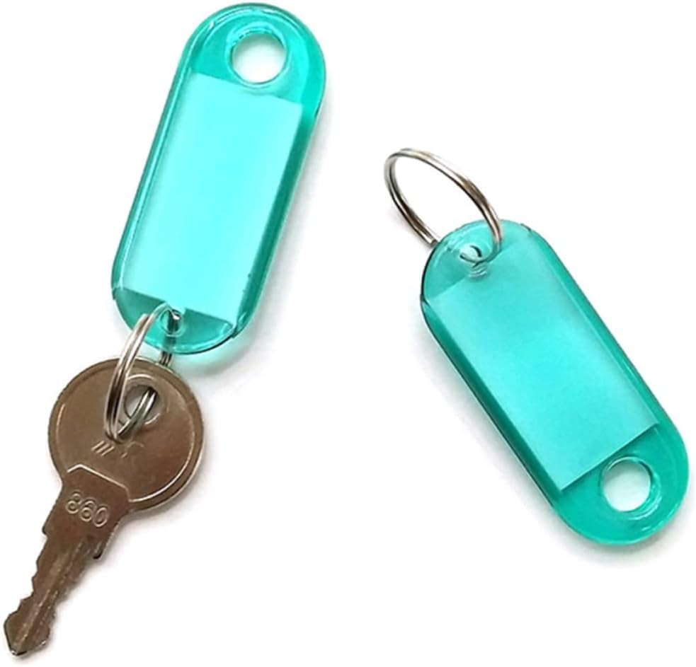 50pcs Colored Labels Plastic Tags Pet Tags Ring Keyring Key Name Tag ...