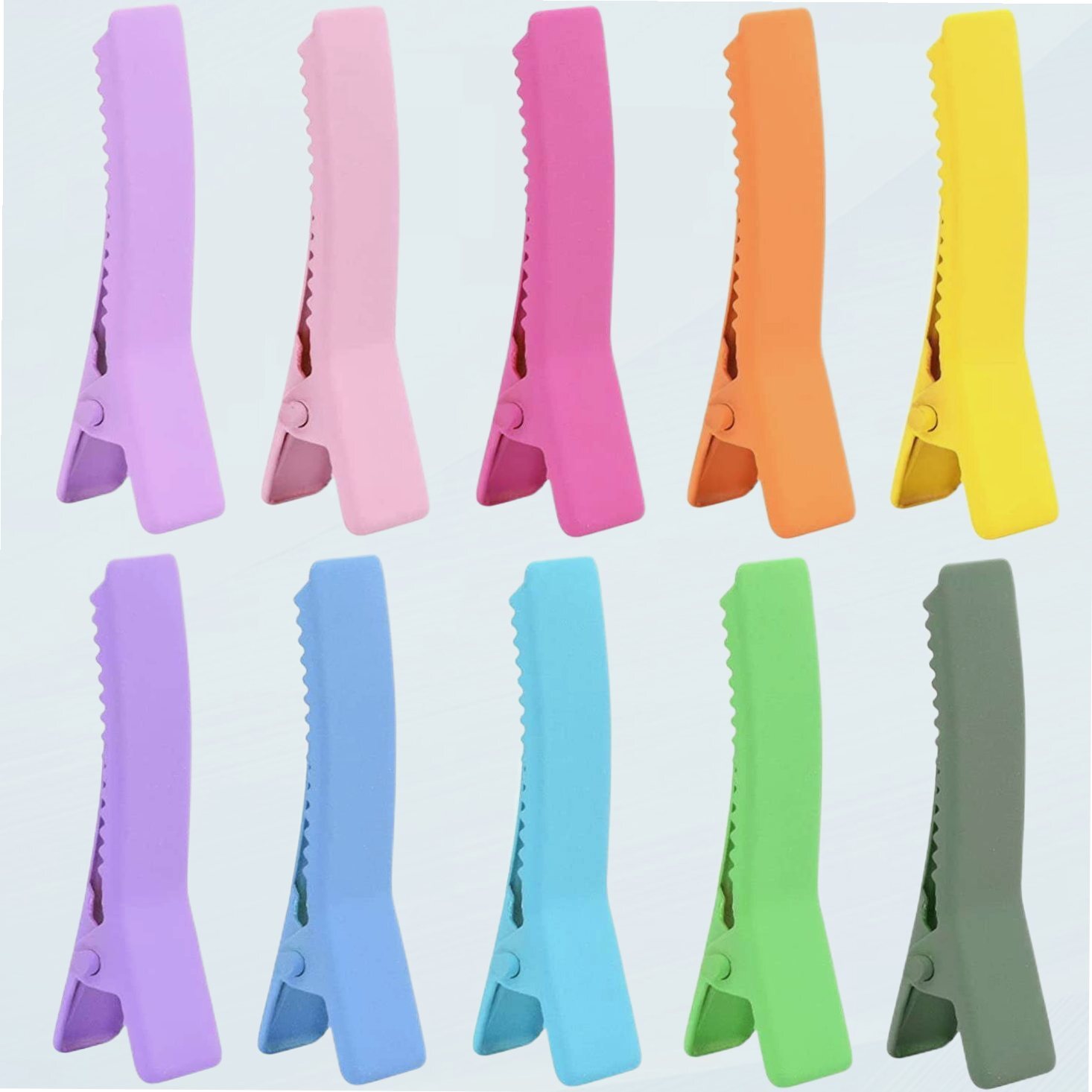 50pcs Colorful Alligator Duckbill Hair Clips Alloy Double Prong Curl ...
