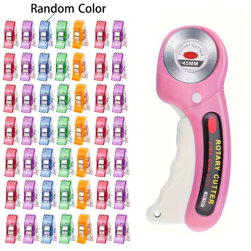 50pcs Colorful Plastic Sewing Clips with Rotary Cutter - Multipurpose ...
