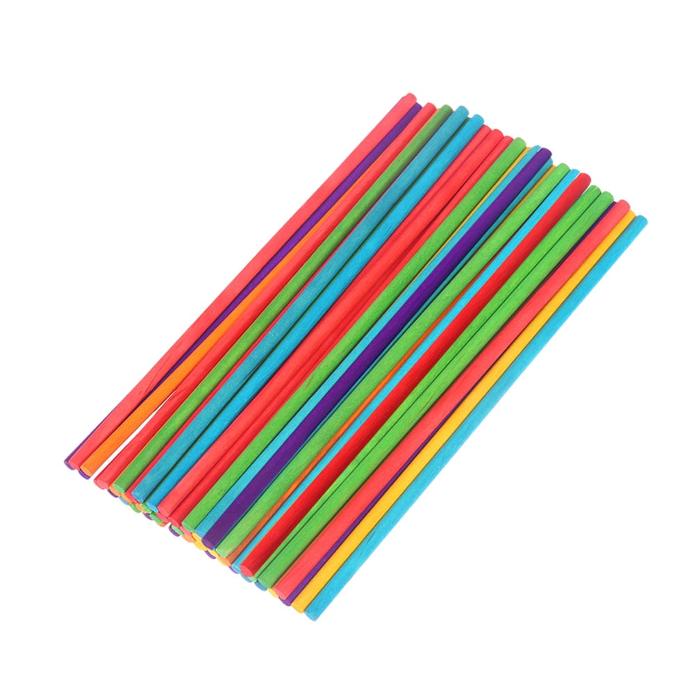 50pcs Colorful Round Wooden Sticks DIY Wood Stick for Crafting Projects ...