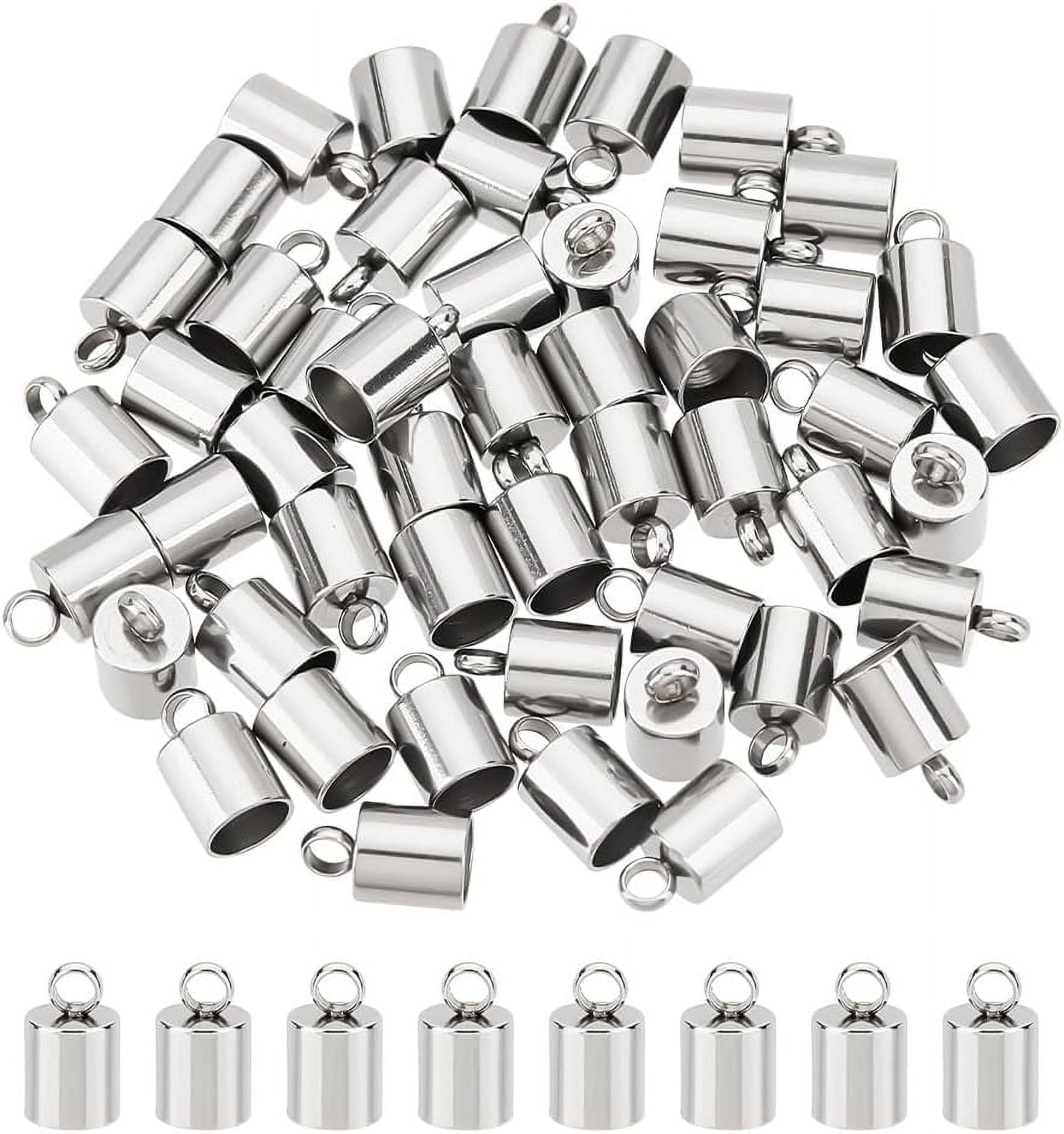 50pcs Column End Caps Stainless Steel Cord Ends 5mm Inner Diameter ...
