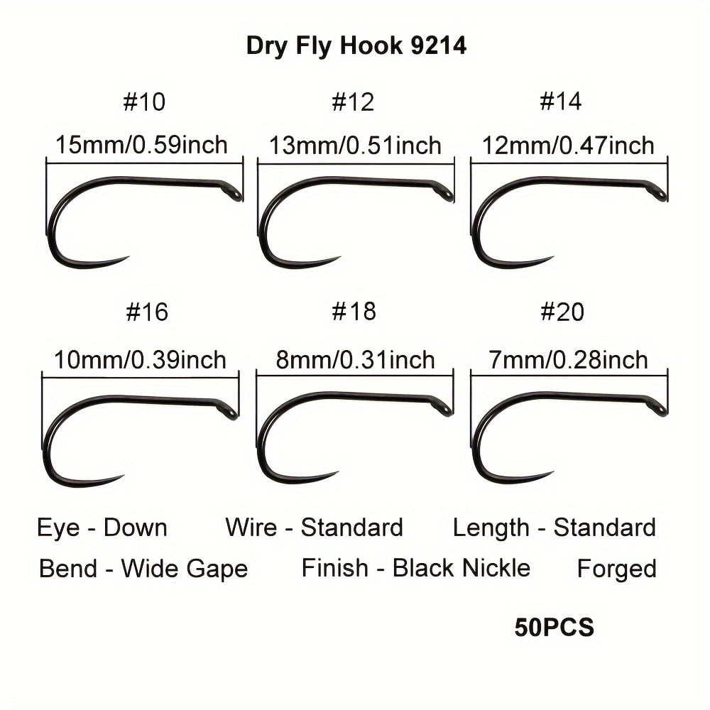 50pcs Competition Barbless Fly Tying Fishing Hook High Carbon Steel ...