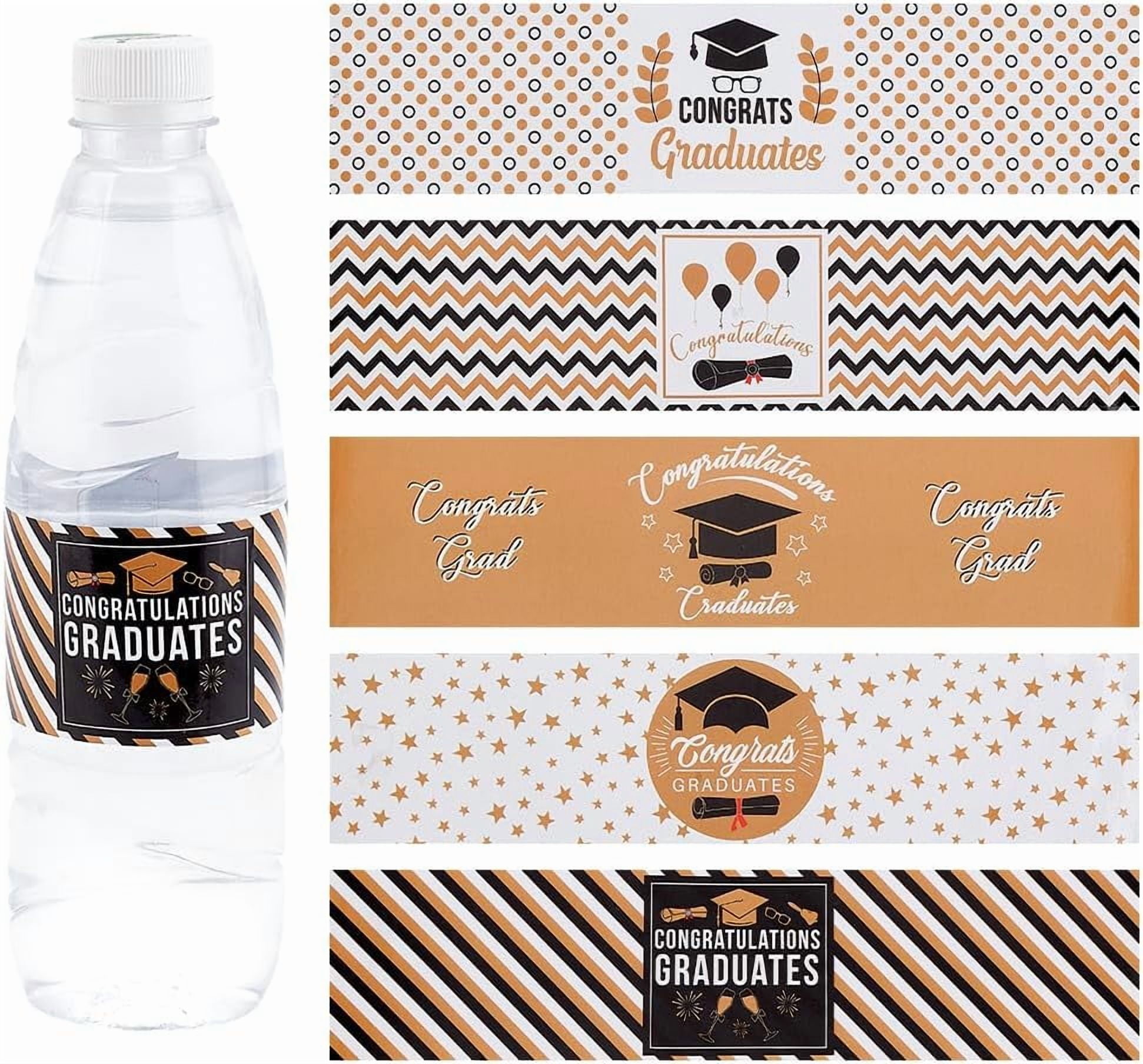 50pcs Congrats Grad Water Bottle Labels 5 Styles Graduation Bottle ...