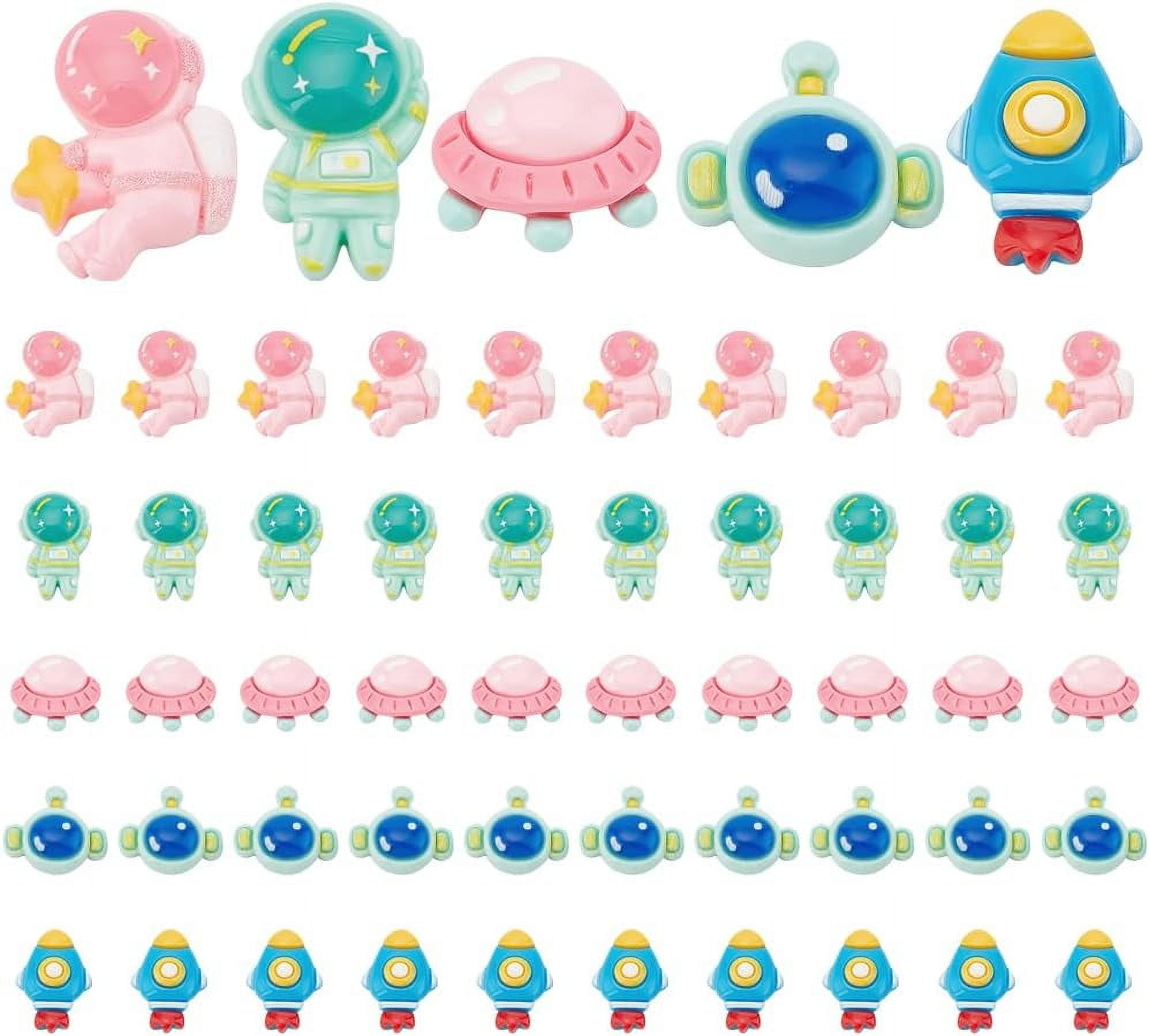 50pcs Cosmos Resin Cabochons 5 Styles Space Theme Flatback Resin Tiles ...