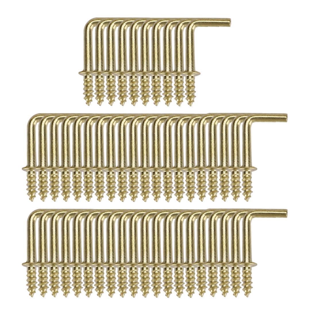 50pcs Cup Hooks Screw-in Wall 1/2 Inch Brass Plating Thread Square ...