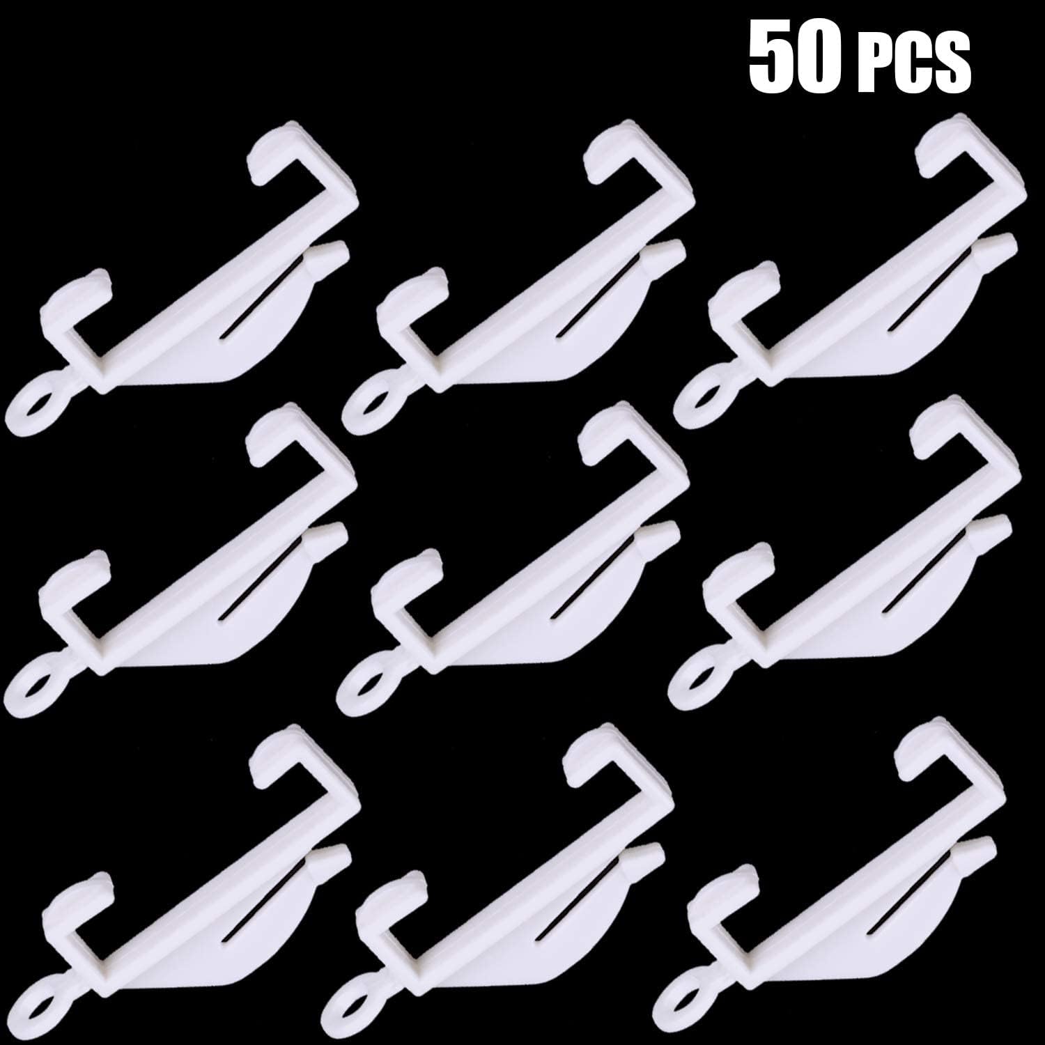 50pcs Curtain Hooks Plastic White, Curtain Rail Glider, Curtain Track ...
