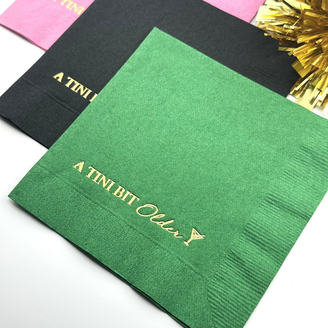50pcs Custom Cocktail Napkins, A Tini Bit Older Napkins, Martini Themed ...