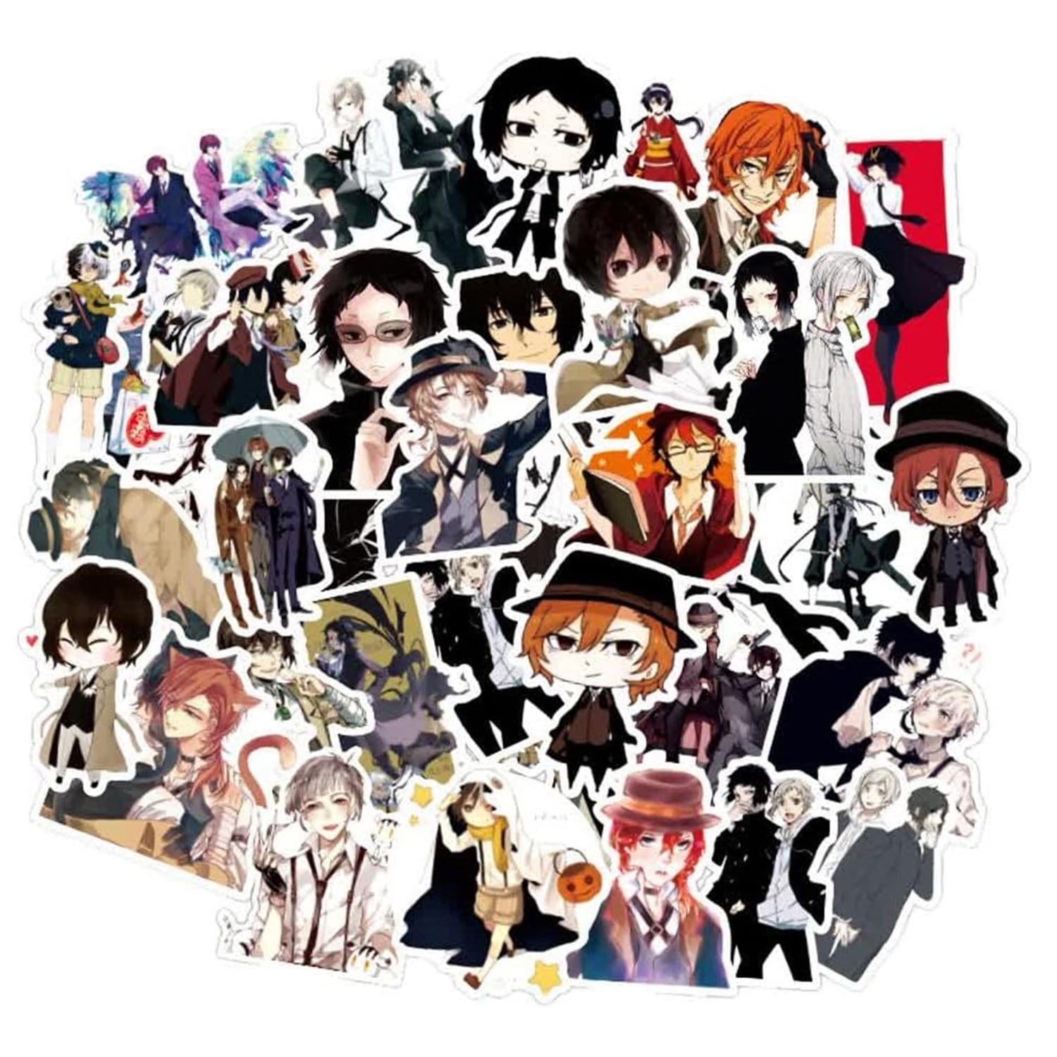 50pcs Dazai osamu Stickers, Cartoon Anime PVC Waterproof Edogawa Rampo ...