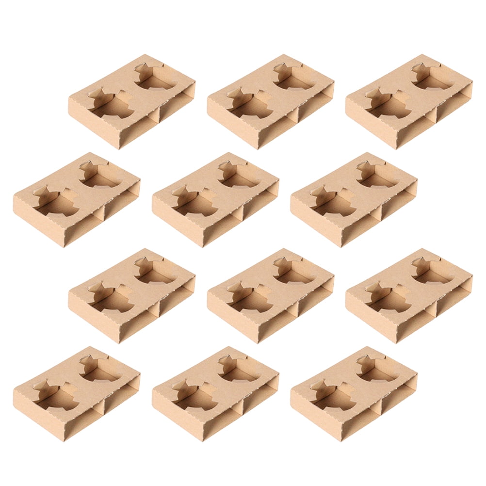 50pcs Delivery Cup Holder Tray 2-Cups Corrugated Paper Drink Carrier To ...