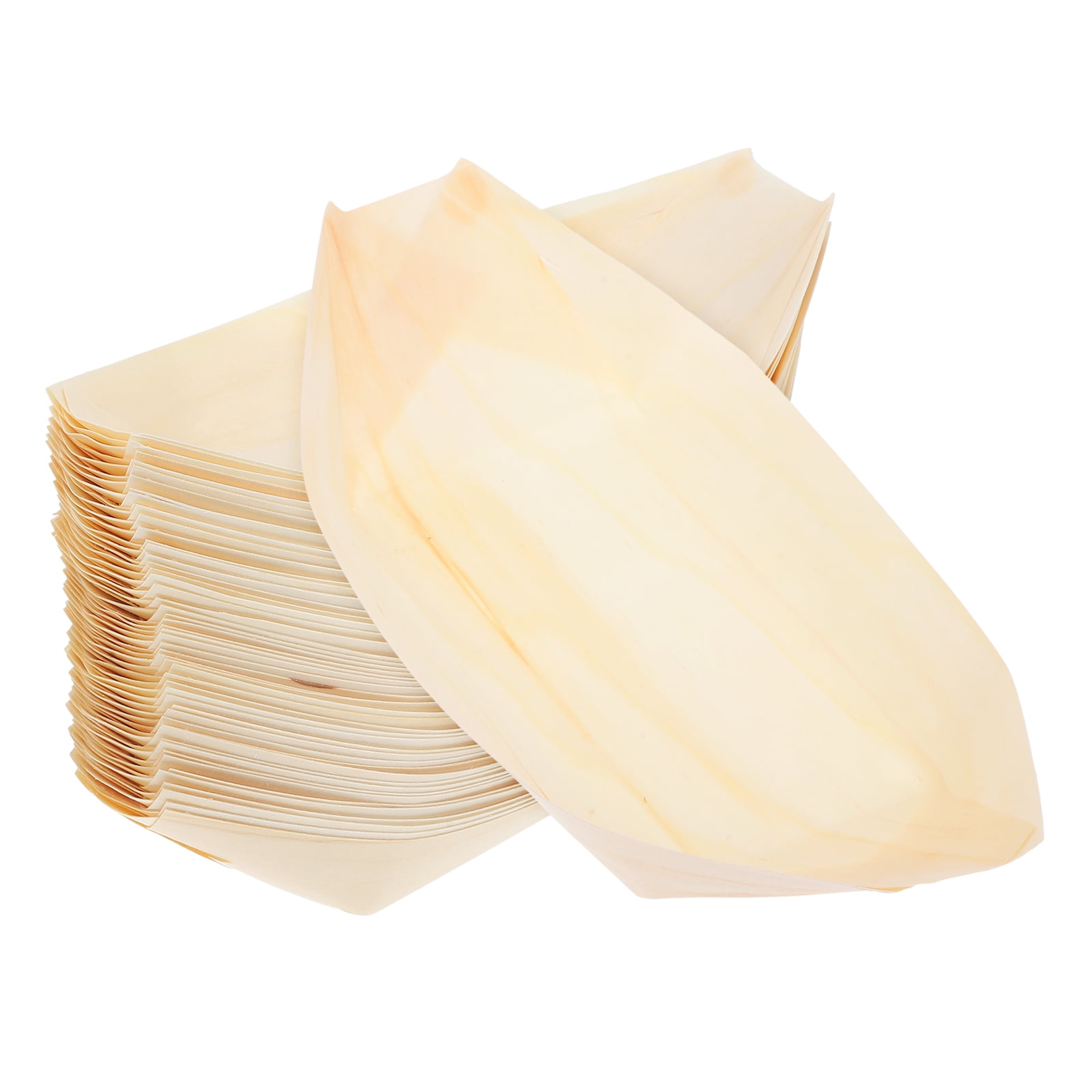 50pcs Disposable Bamboo Boat Plates Snack Serving Dishes Snack Sushi ...