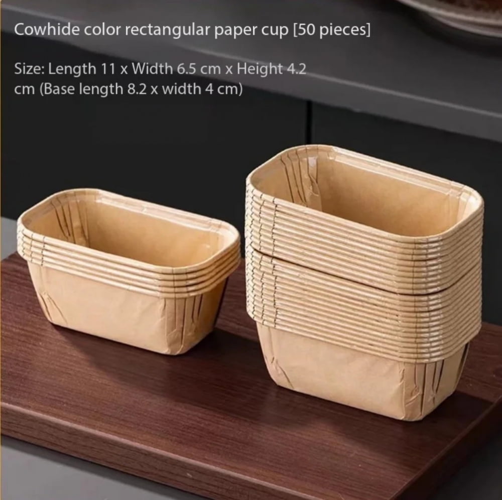 50pcs Disposable Cake Moulds, Rectangular Non-stick Paper Mini Baking ...