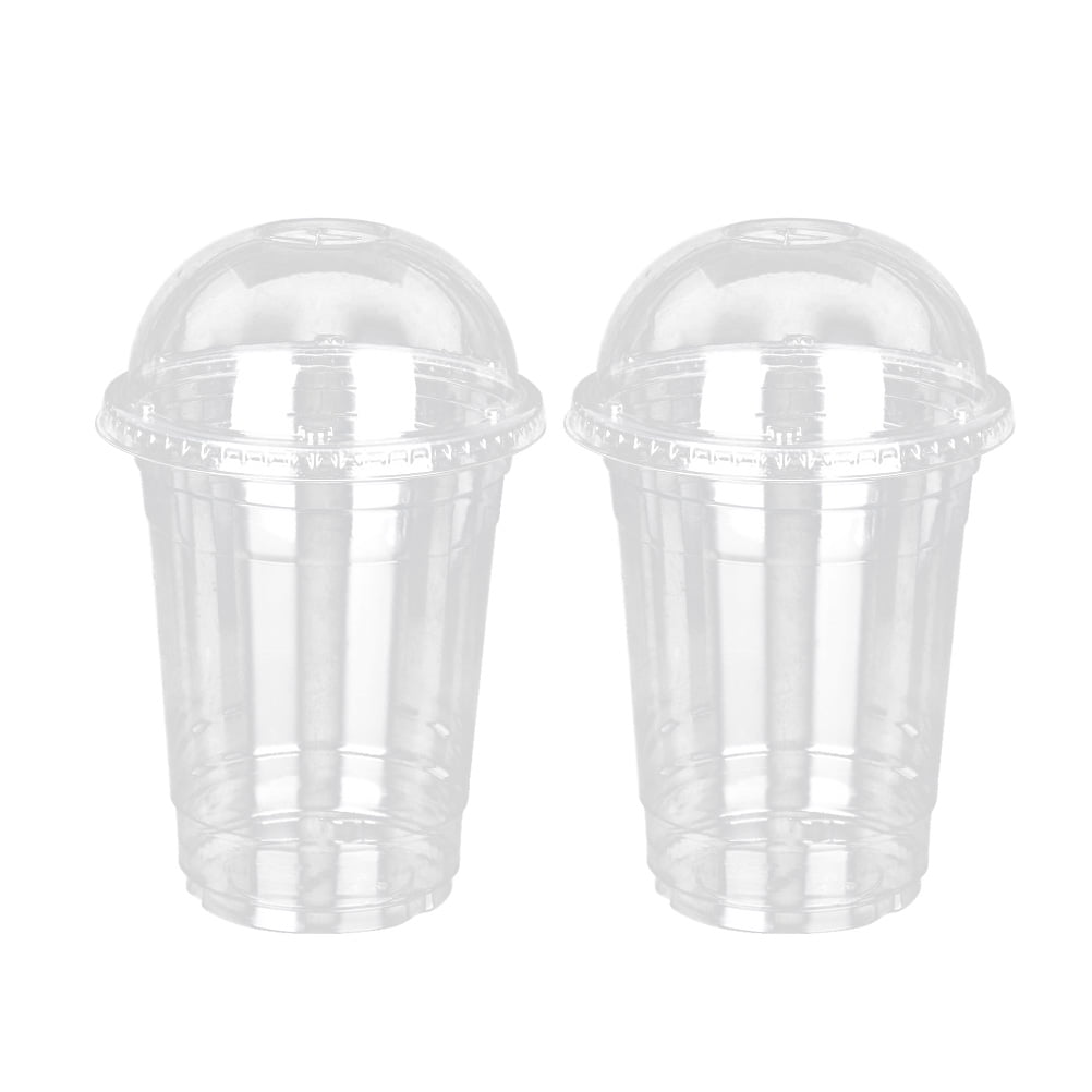 HOMEMAXS Transparent Disposable Plastic Cups with Lids for Cold Drinks ...