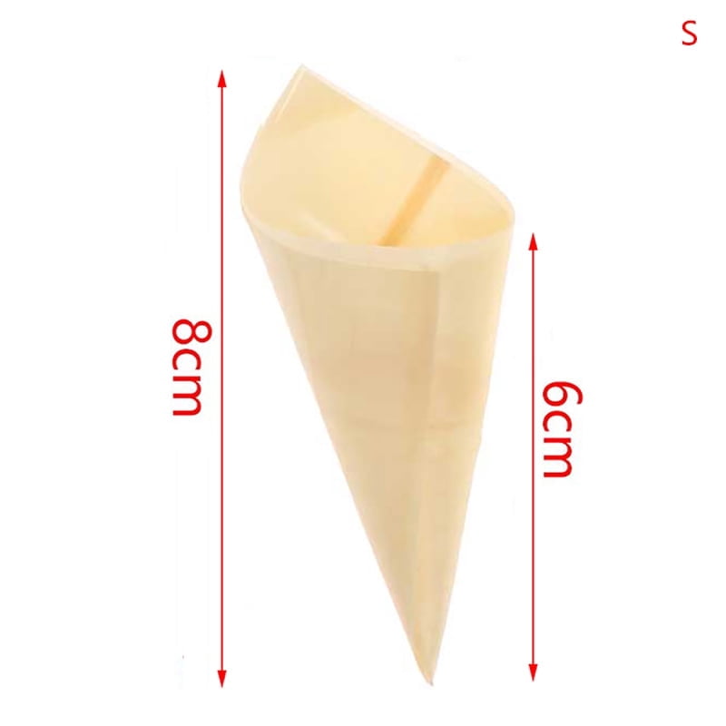 50pcs Disposable Wood Appetizer Cones Ice Cream Cone Cups Party Candy ...
