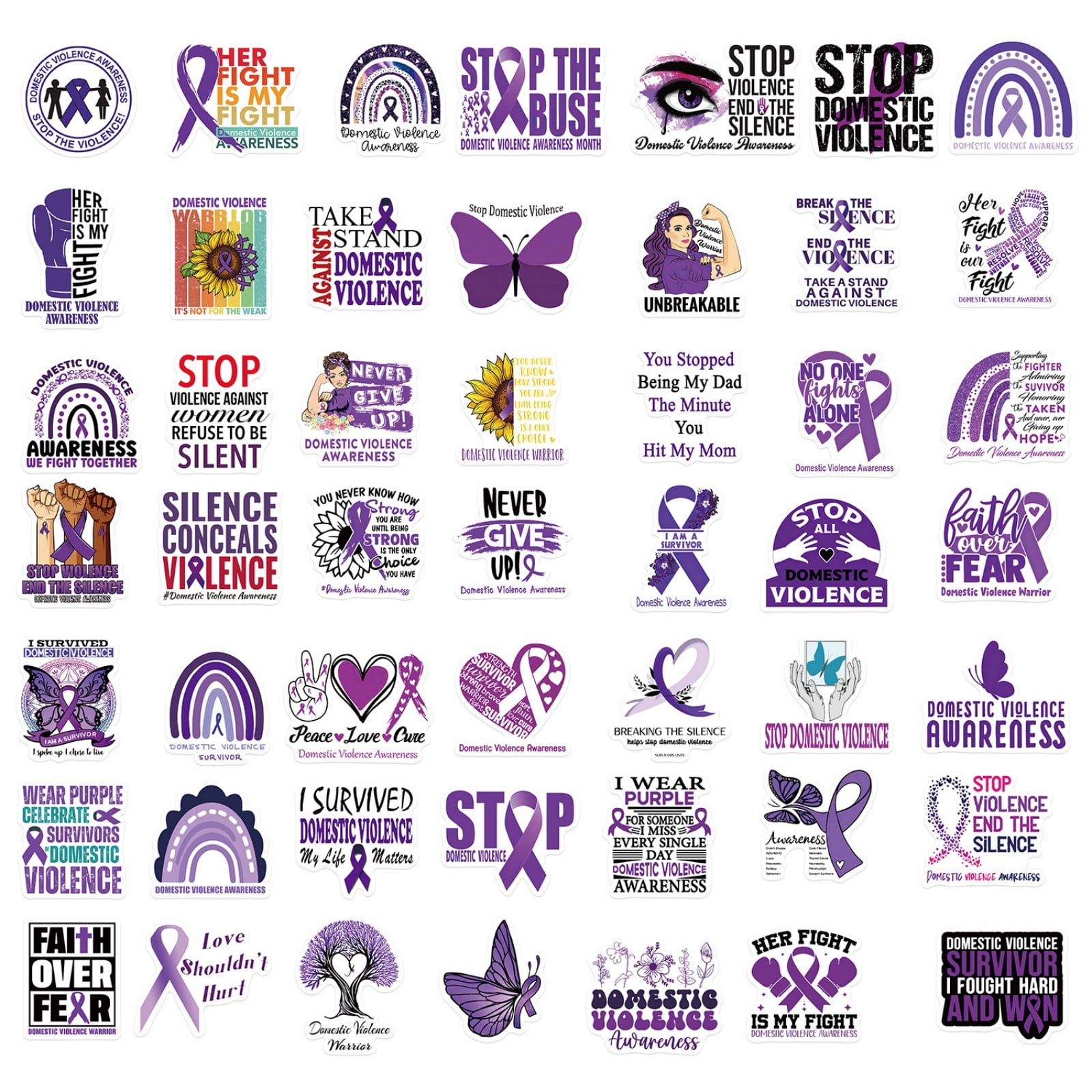 50pcs Domestic Violence Stickers Awareness Raising Art Powerful ...