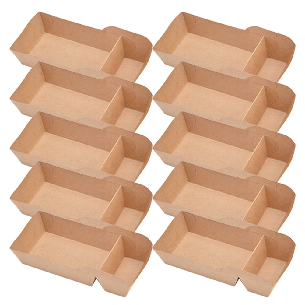 50pcs Dual Compartments Paper Snack Box Disposable Ice Cream Drip Proof ...