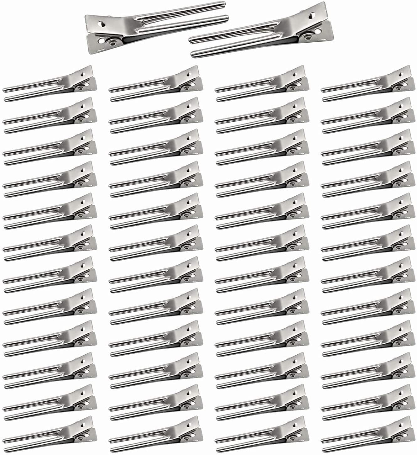 50pcs Double Prong Curl Clips 1.8inch Metal Alligator Clips for Hair ...