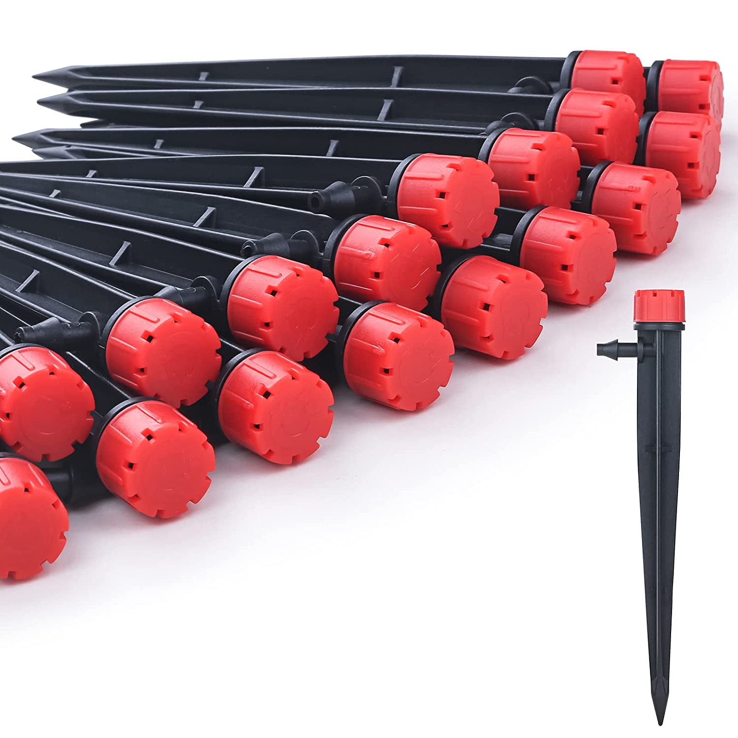 50pcs Drip Emitters for 1/4" Drip Irrigation Tubing, Adjustable 360 ...