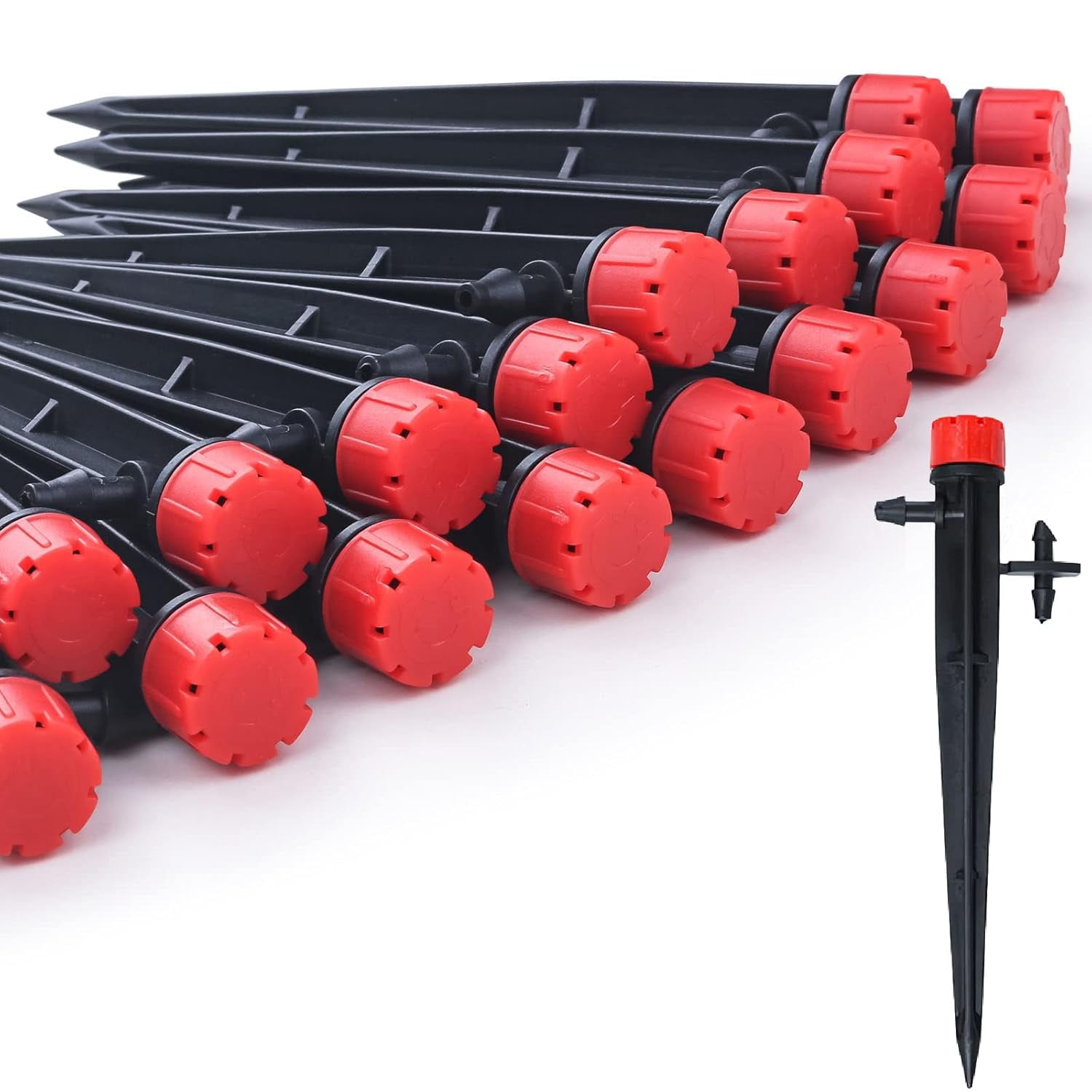 50pcs Drip Irrigation Emitters for 1/4" Irrigation Tubing,Adjustable 360 Degree Irrigation ...