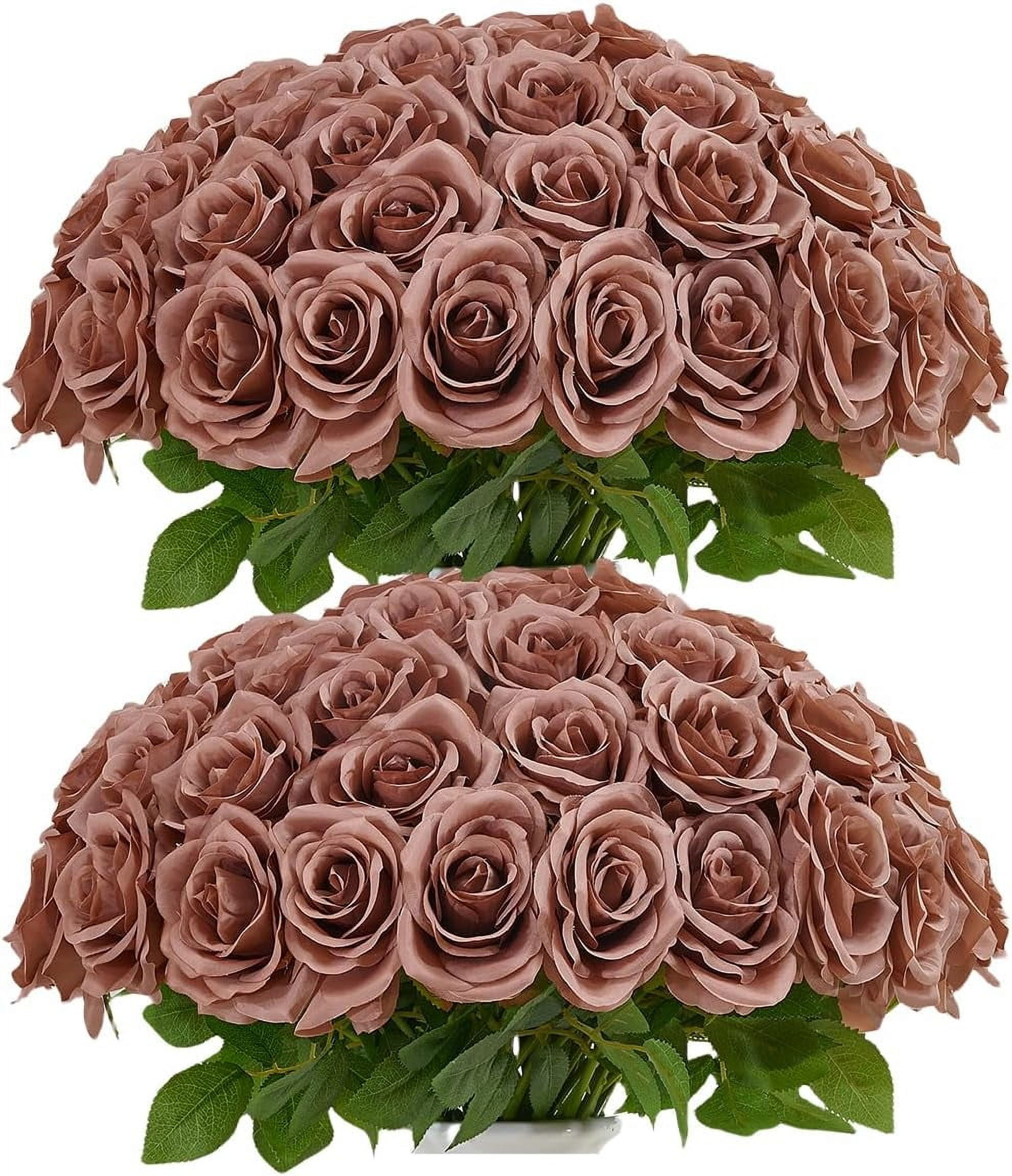 50pcs Dusty Roses Artificial Flowers Bulk,Fake Roses Silk Flower with ...