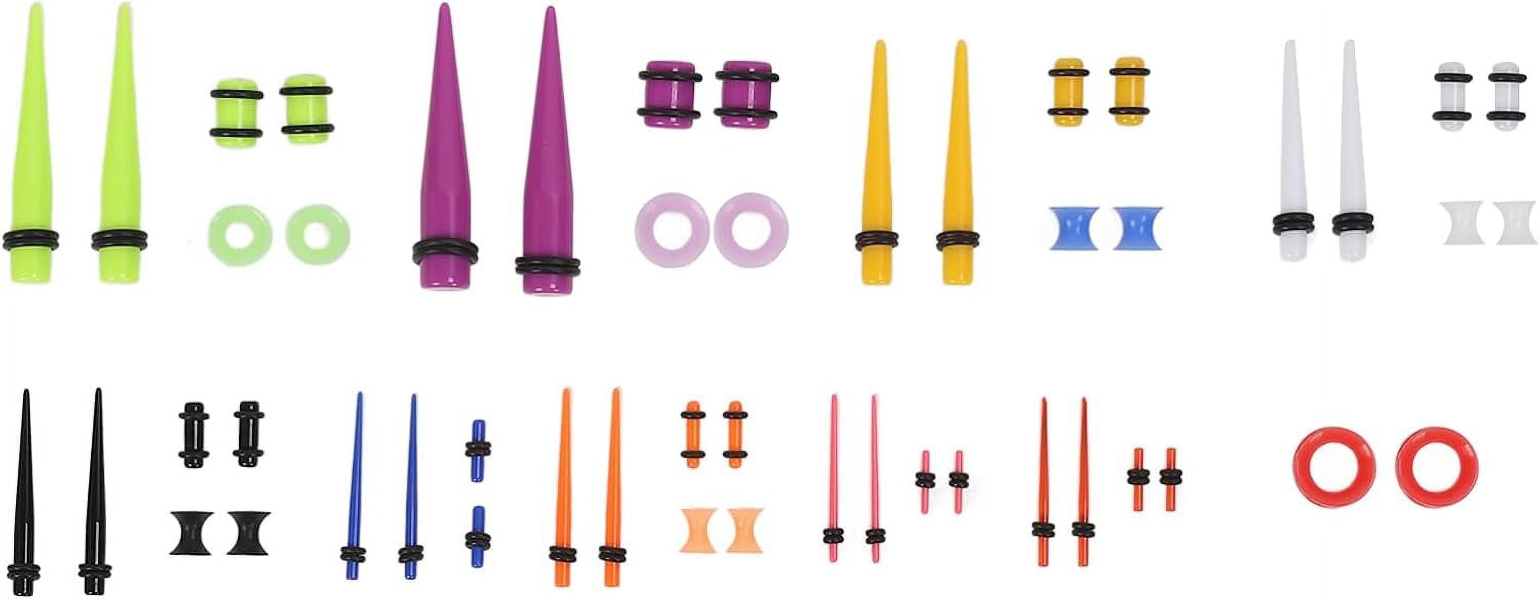 50pcs Ear Stretching Best Kit Silicone Tunnels Acrylic Tapers Plugs 1.6 ...