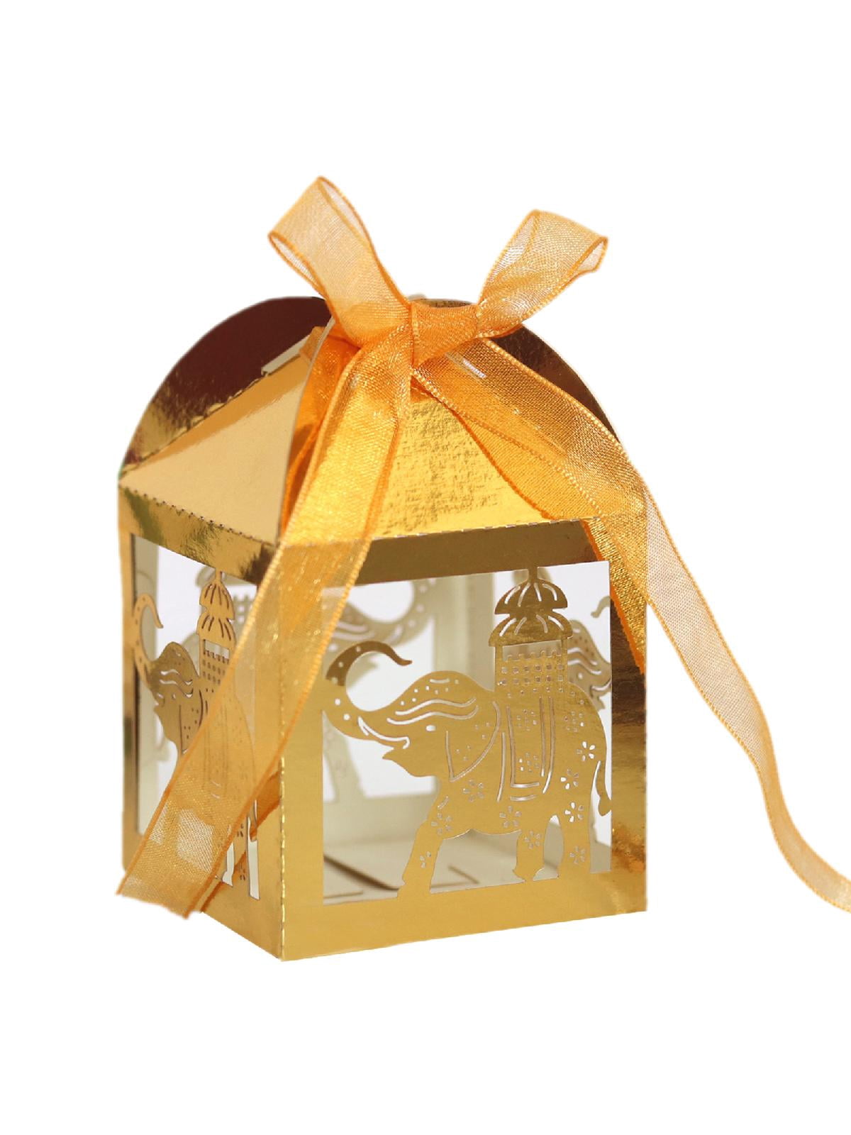 50pcs Elephant Candy Boxes Wedding Party Favor Box with Ribbons ...