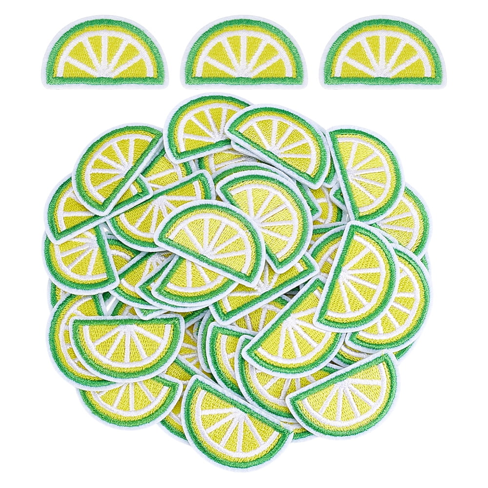 50pcs Embroidery Lemon Patches Yellow Lemon Slice Fruit Patch Cartoon ...