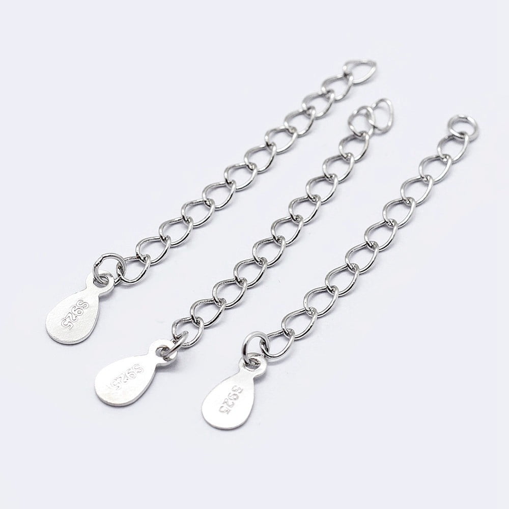50pcs End with Extender Chains and Teardrop with S925 Stamp Silver 48mm ...