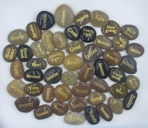 50pcs Engraved Stones with Inspiring Prayer Words,Encouragement Stones ...