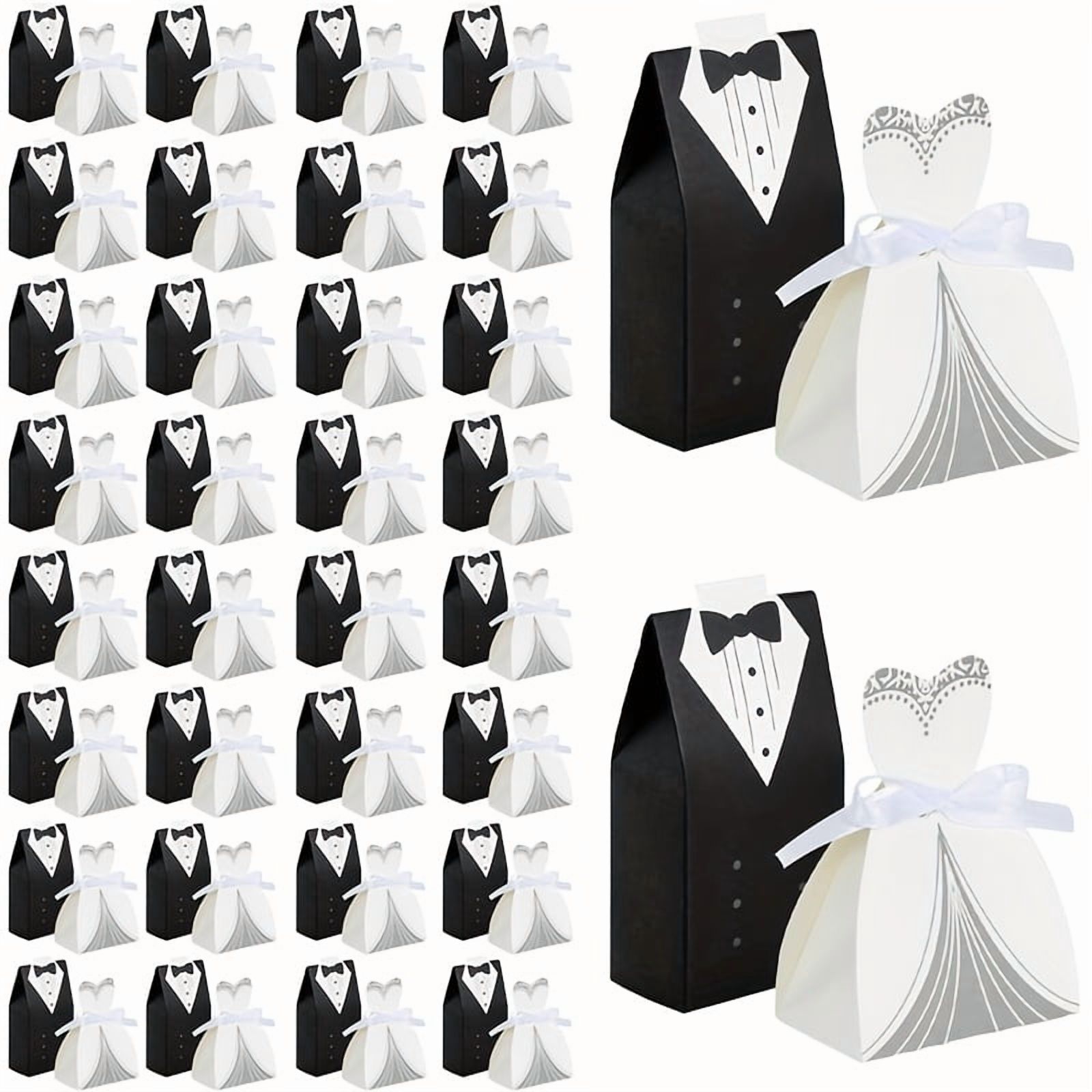 50pcs European Style Wedding Favor Boxes, Bride & Groom Candy Gift ...