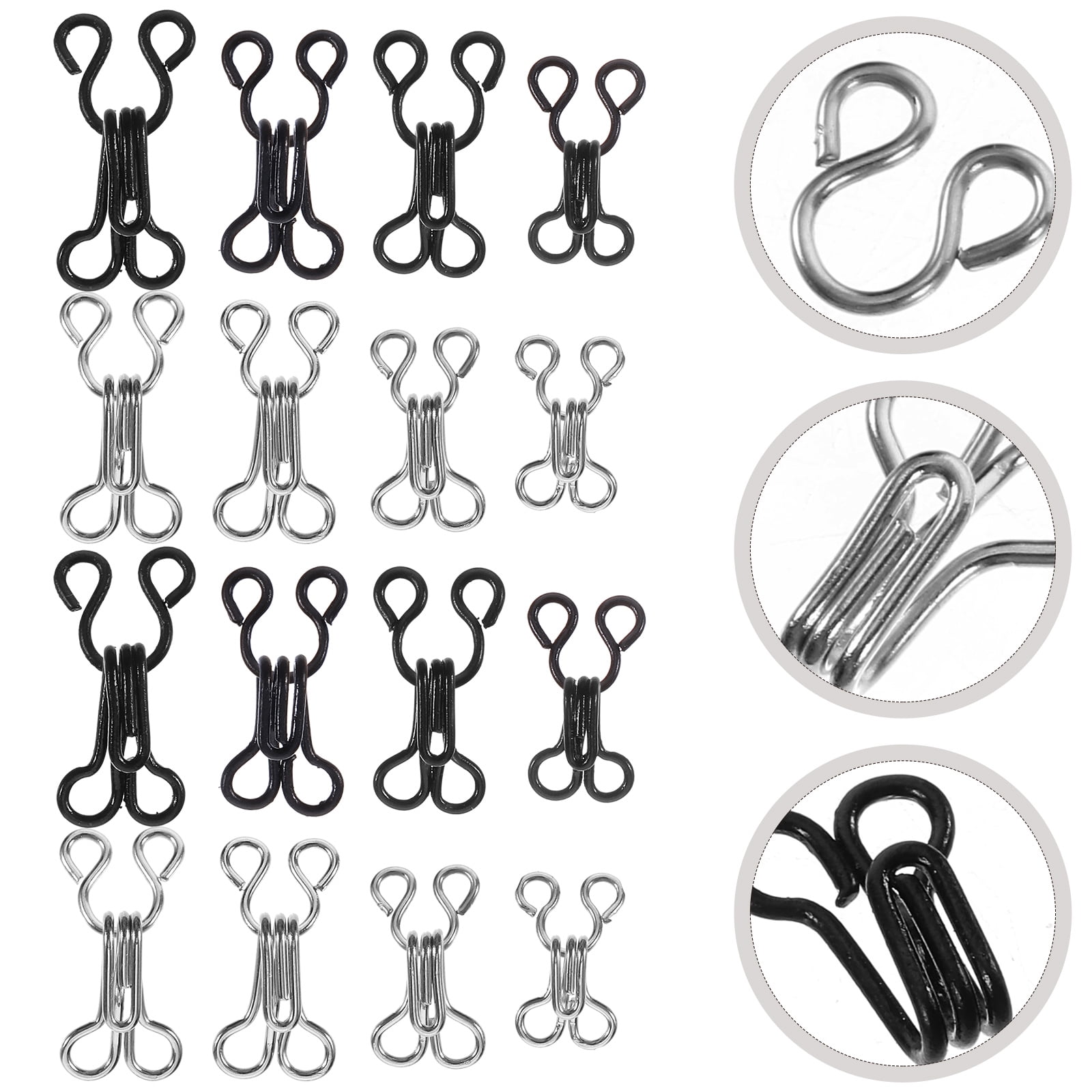 SEWCHICS Trouser Fasteners Sewing Hooks and Eyes Closure Metal Silver ...